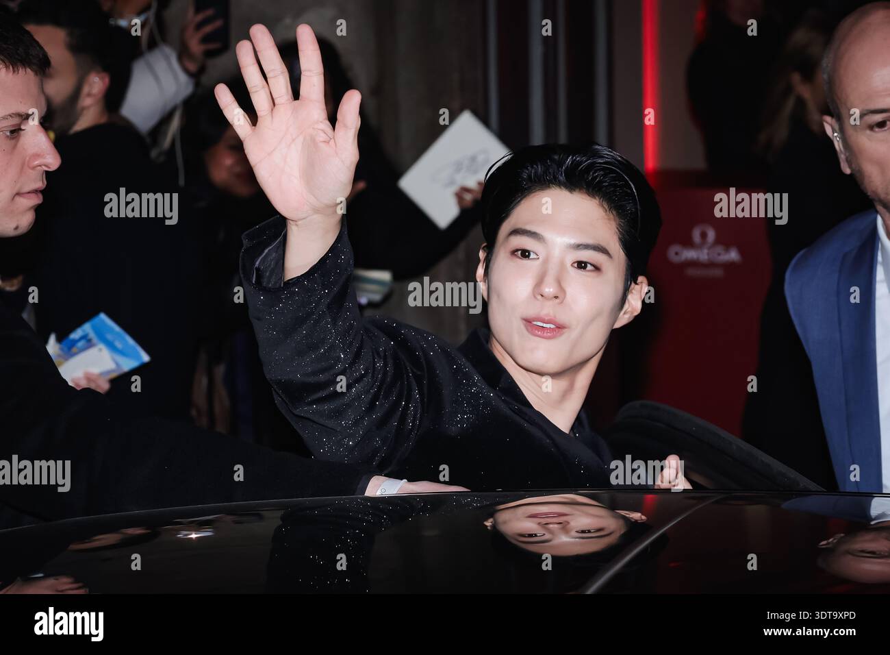Park Bo-gum, a South Korean actor, arrives at the Omega House Opening ...