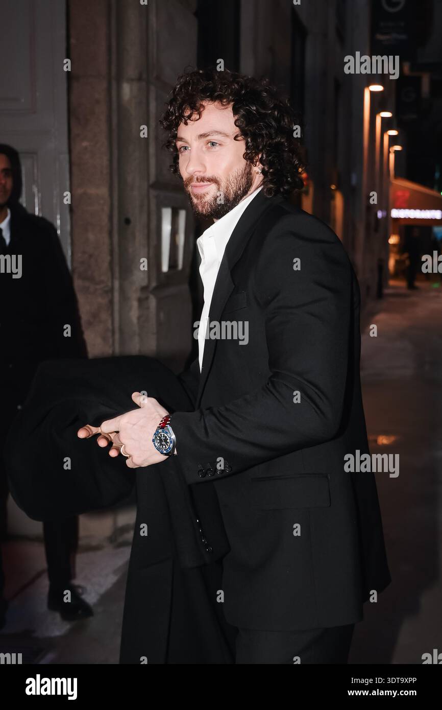 Aaron Taylor-Johnson, a British actor, arrives at the LA28 OMEGA Party ...