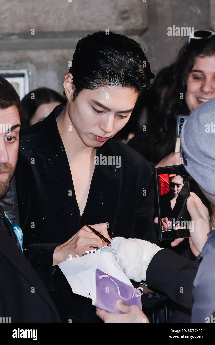 Park Bo-gum, a South Korean actor, arrives at the Omega House Opening ...