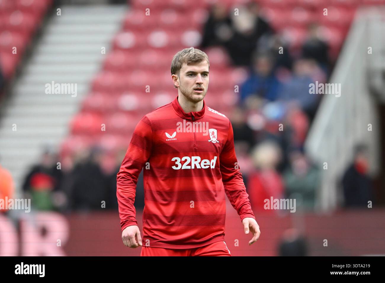 Riley McGree of Middlesbrough warms up prior to the Sky Bet ...
