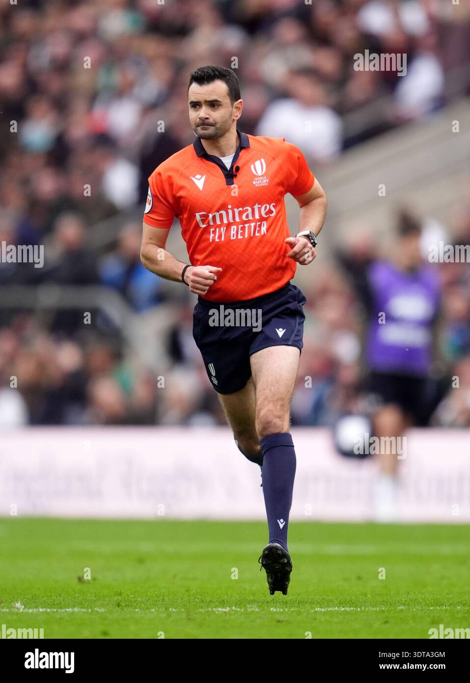 Referee assistant Pierre Brousset takes charge during the Guinness Men ...