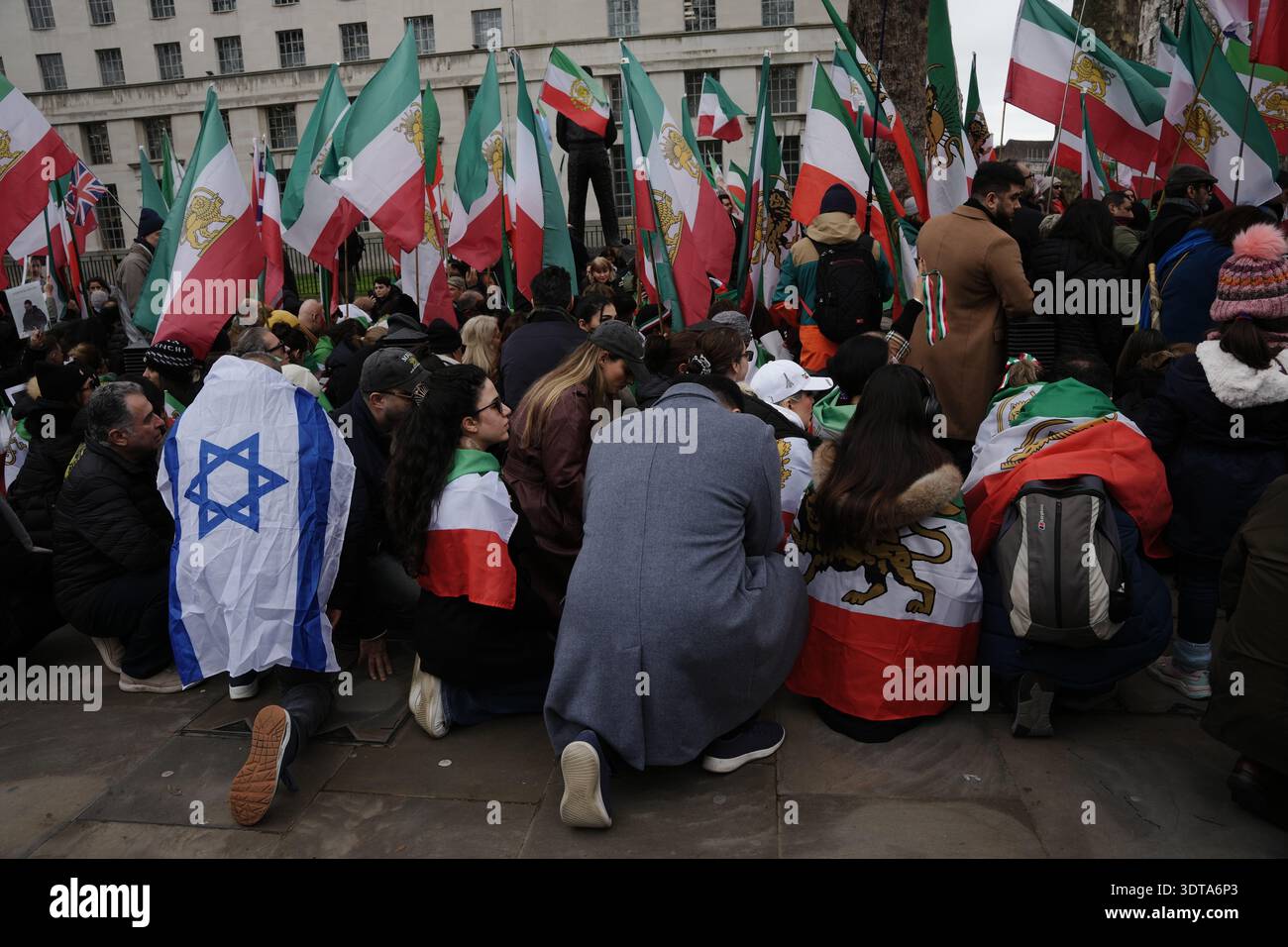 Demonstrators march from Whitehall to the Iranian Embassy in London ...