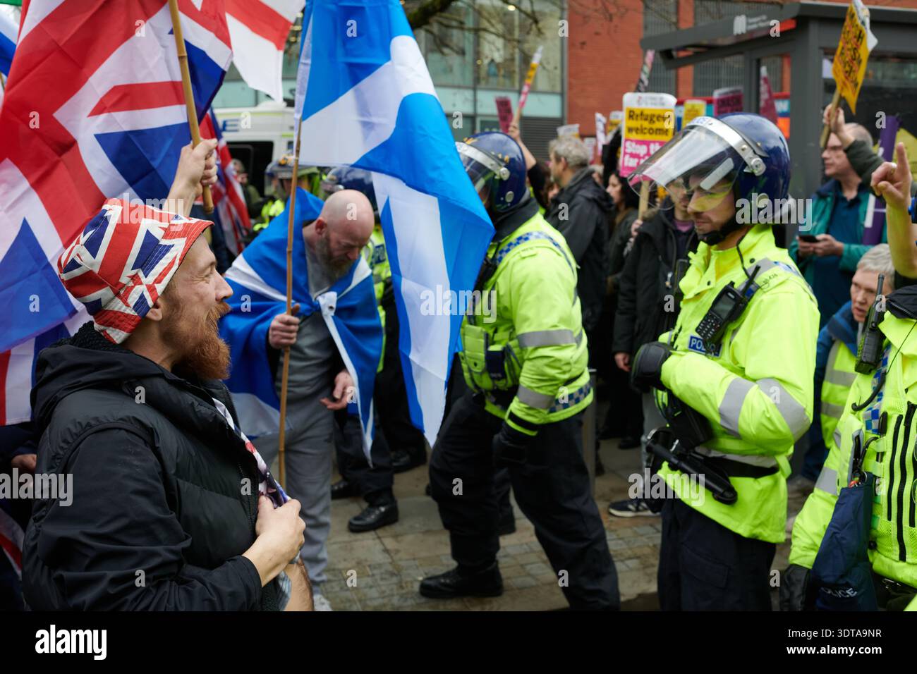 Manchester, UK. 21st February 2026. Far right group Britain First ...