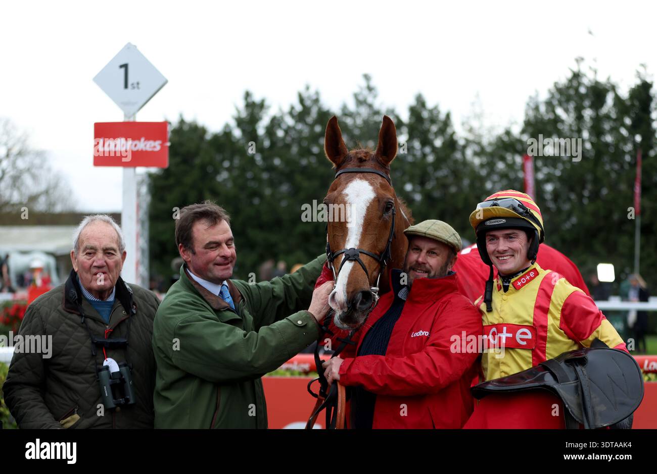 Jockey Jack Quinlan (right) after riding Lookaway to victory in the ...
