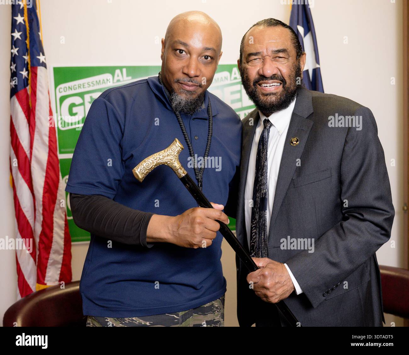 VEDA World News host Michael Thervil and Congressman Al Green pose ...