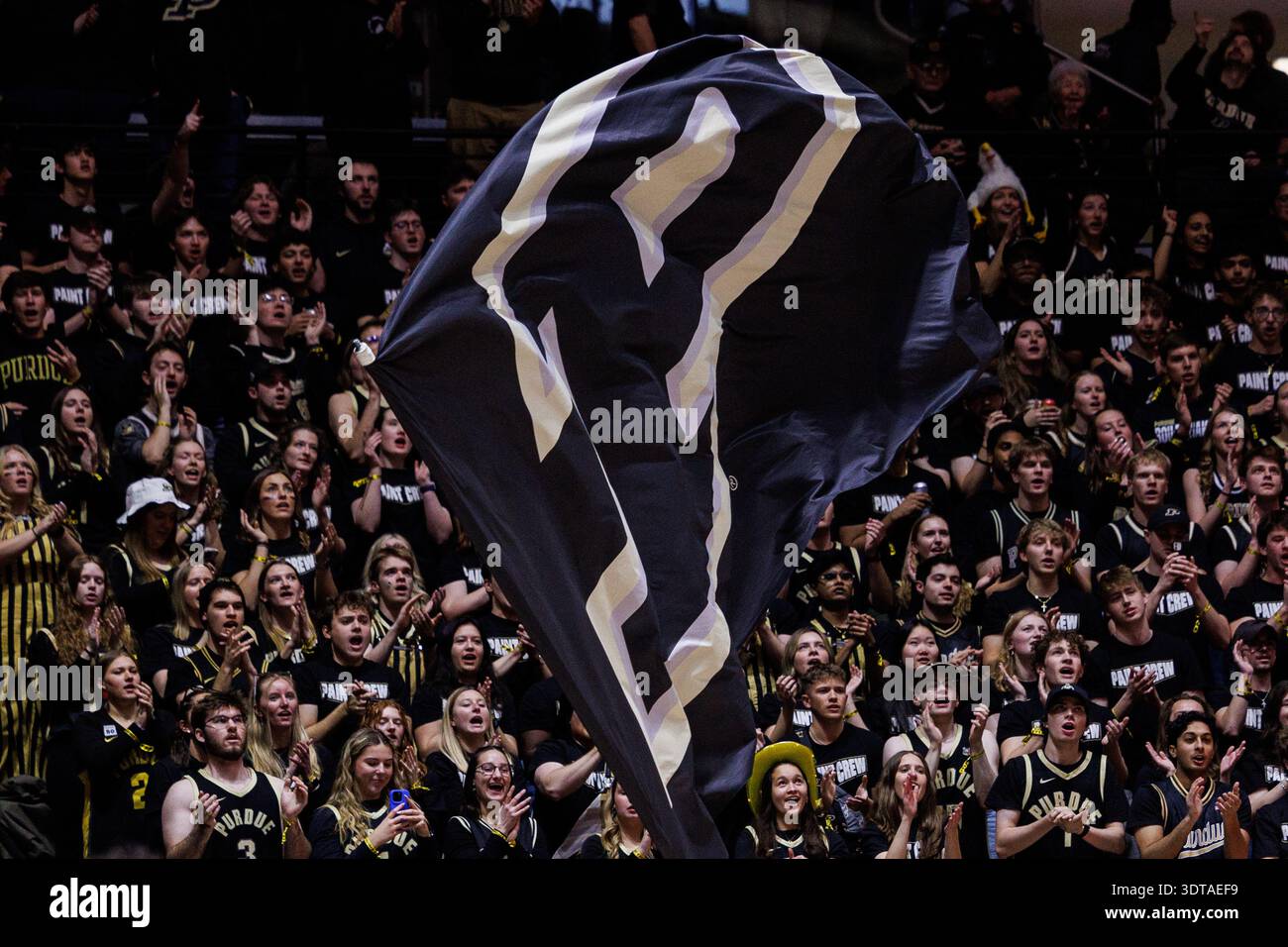 February 20, 2026: Purdue flag waves during pregame of NCAA basketball ...