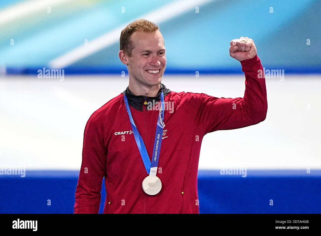 Viktor Hald Thorup of Denmark celebrates with his silver medal on the ...