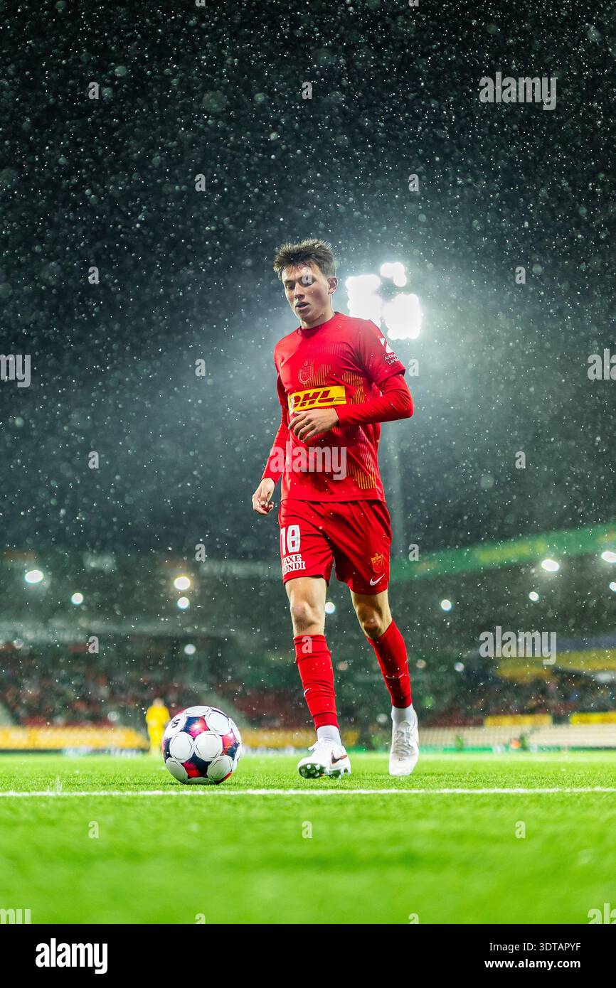 Farum, Denmark. 20th, February 2026. Justin Janssen (18) of FC ...