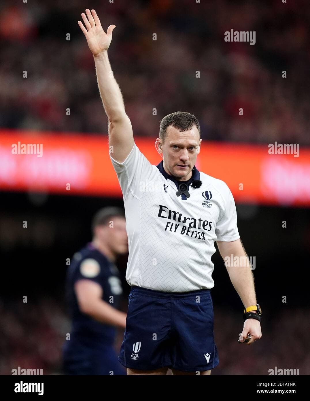 Referee Matthew Carley during the Guinness Men's Six Nations match at ...