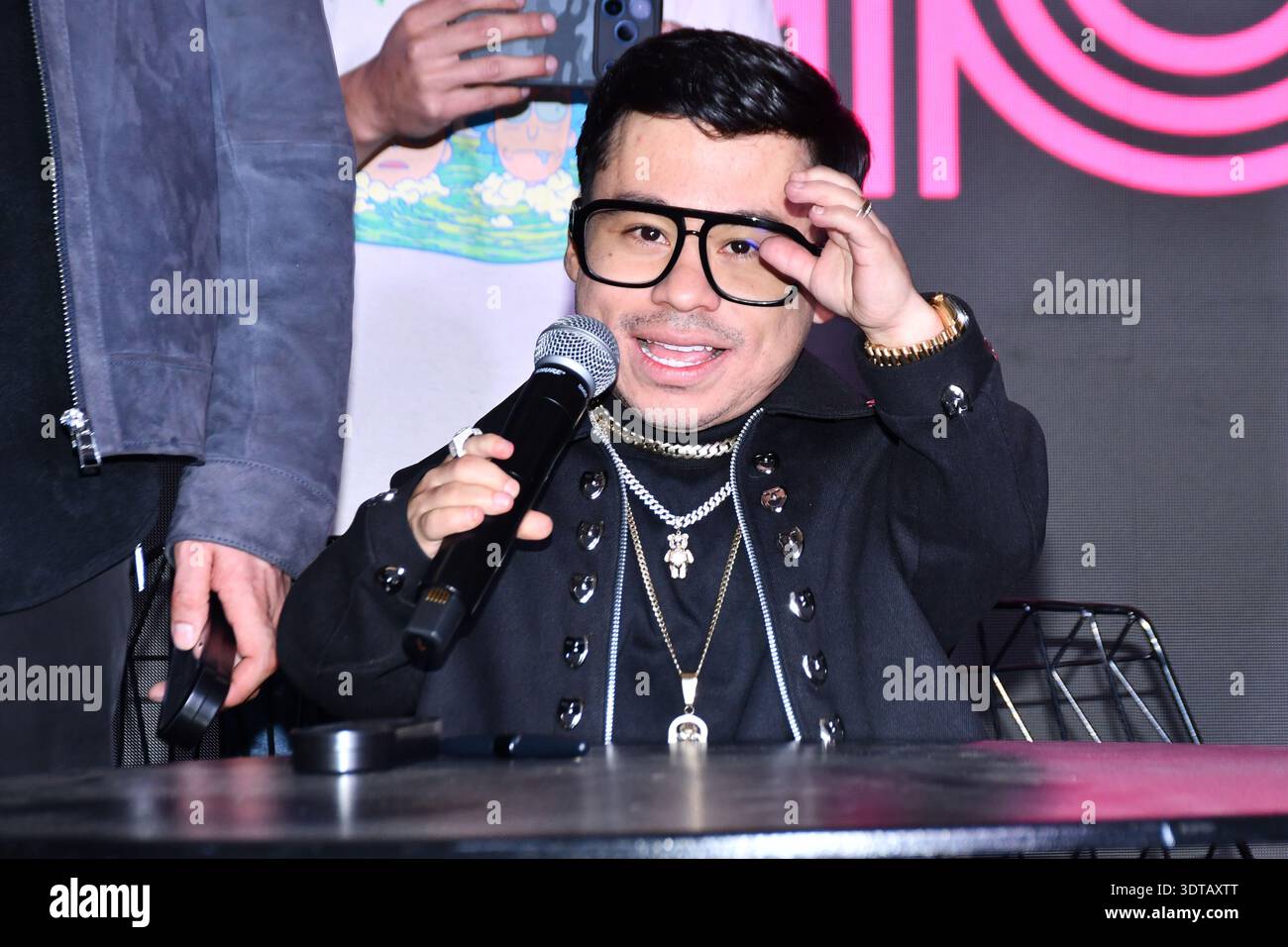 Influencer Abel Saenz, known as Abelito, speaks during a press ...
