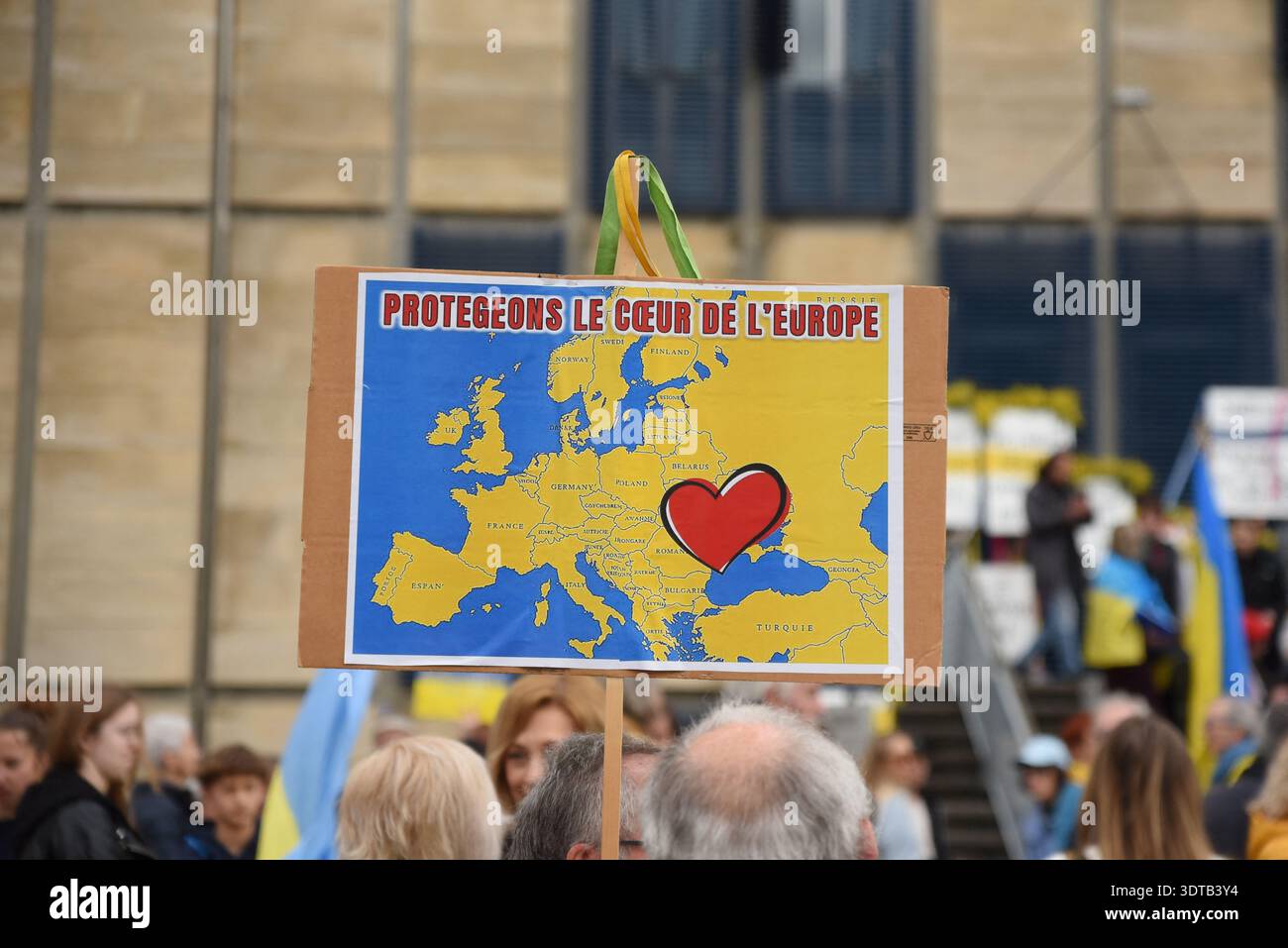 Supporters Ukraine gather in Bordeaux, France, on February 21, 2026, to ...
