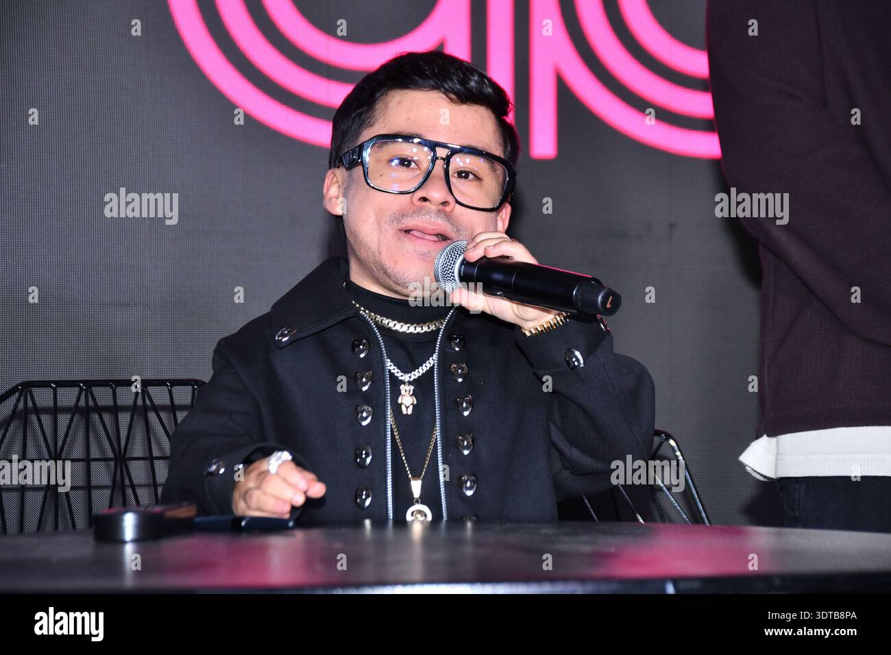 Influencer Abel Saenz, known as Abelito, speaks during a press ...