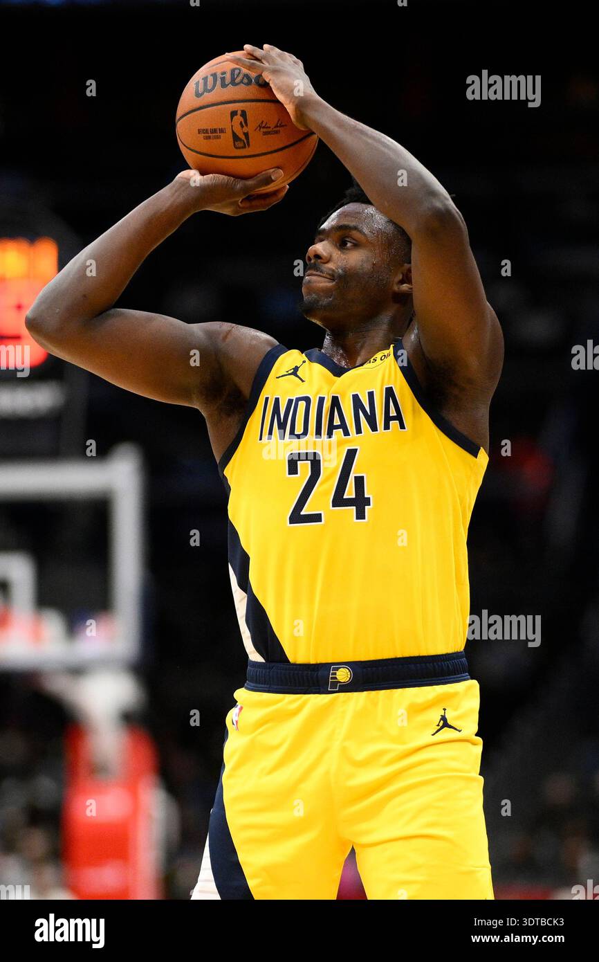 Indiana Pacers guard Kobe Brown (24) in action during the first half of ...