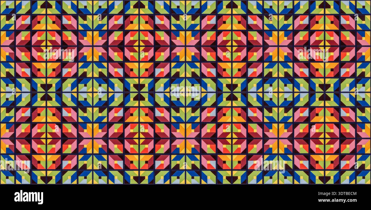 geometric mosaic artwork featuring a repeating pattern of interlocking ...