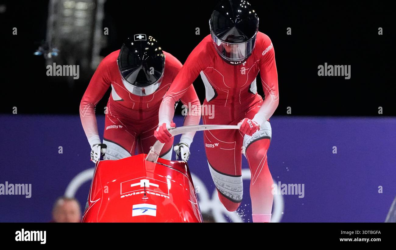 Switzerland's Melanie Hasler, right, and Nadja Pasternack start for a ...