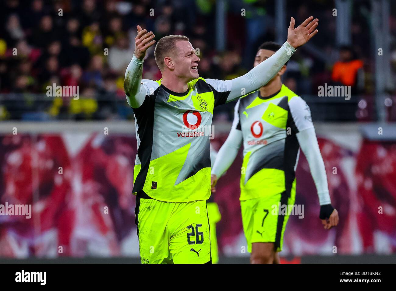 Julian Ryerson (Borussia Dortmund, #26) protests decision by Benjamin ...
