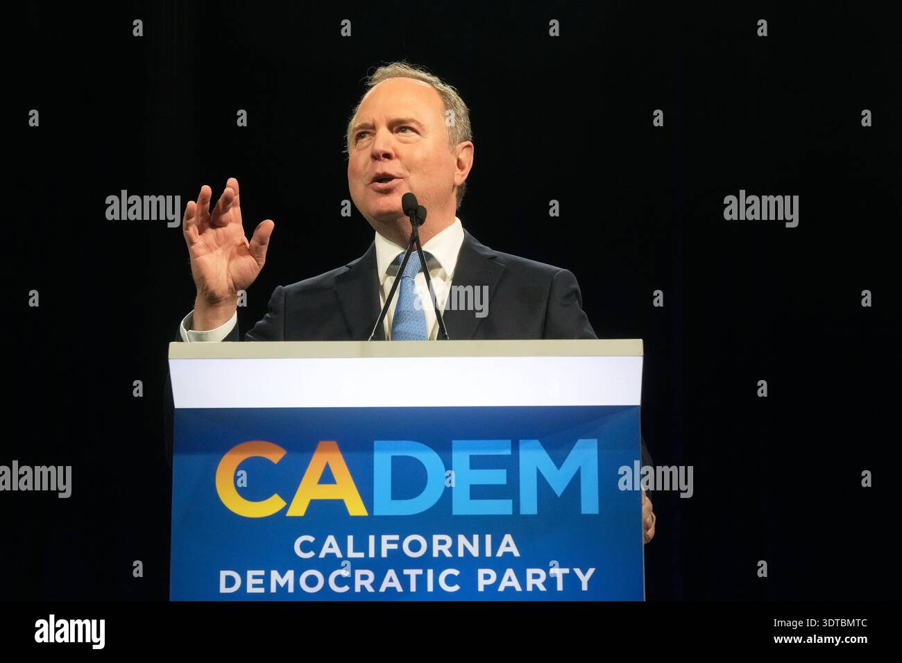 Sen. Adam Schiff, D-Calif., speaks at the 2026 California Democratic ...