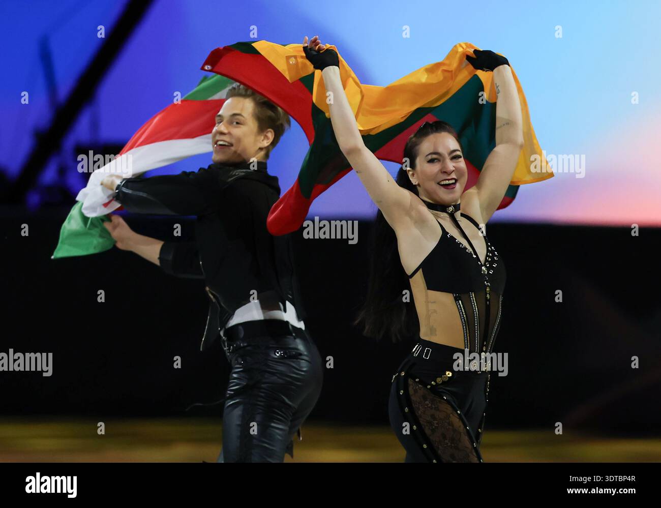 Allison REED and Saulius AMBRULEVICIUS of Lithuania perform during the ...