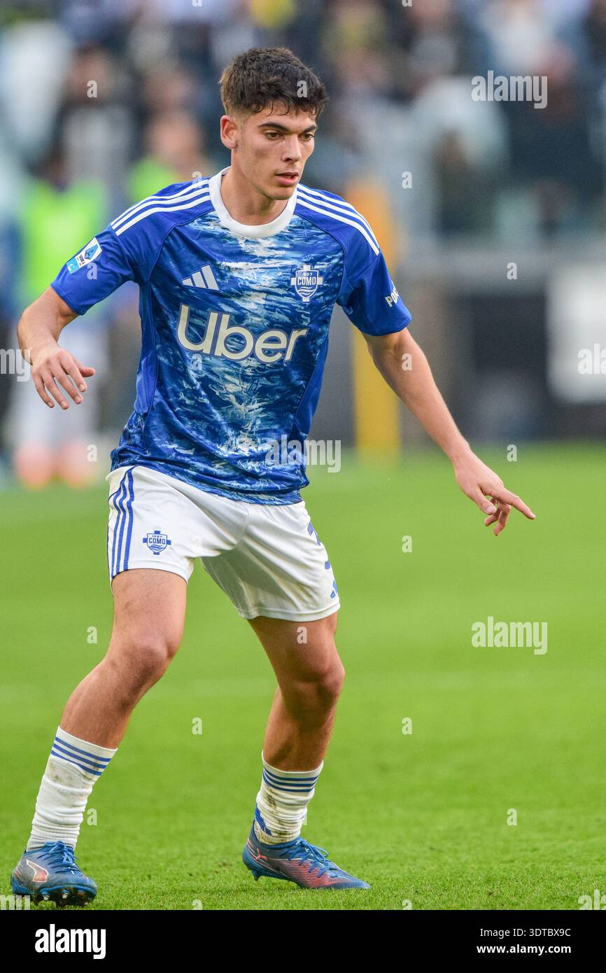 Turin, Italy. 21st, February 2026. Alex Valle (3) of Como seen during ...