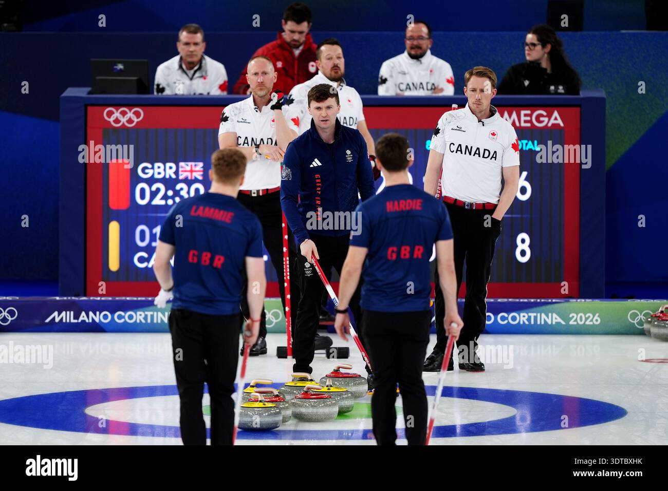 Great Britain's Bruce Mouat (centre) during the Men's Curling gold ...