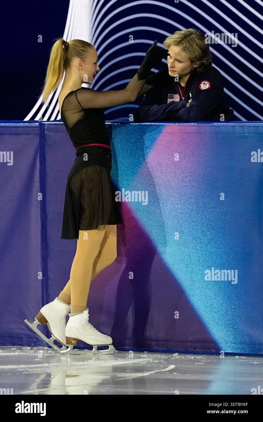 Niina Petrokina of Estonia, left, performs with guest Ilia Malinin of ...