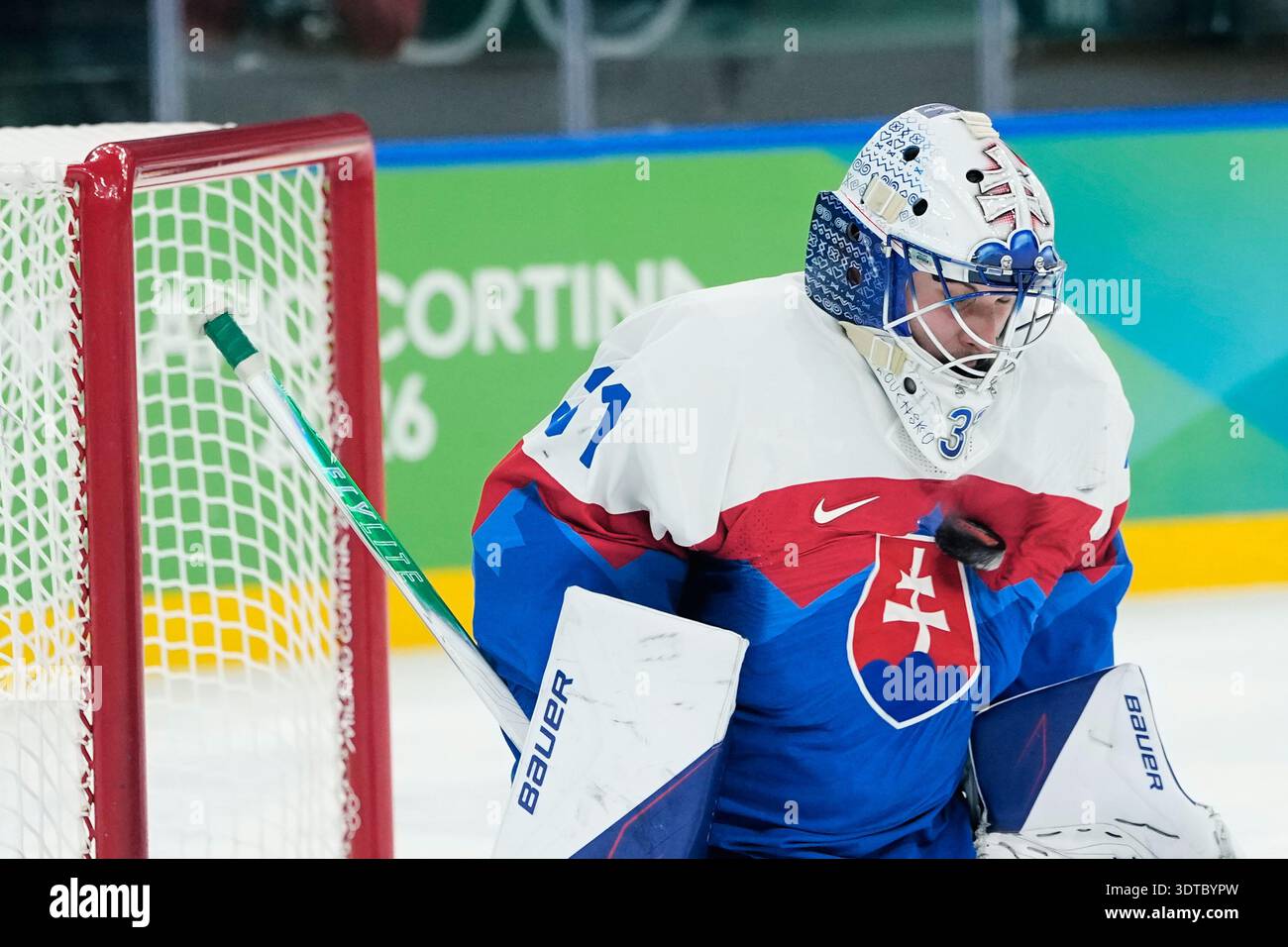 Slovakia's goalkeeper Samuel Hlavaj (31) blocks a shot during a men's ...