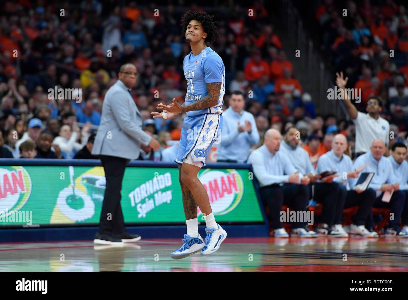 North Carolina guard/forward Jonathan Powell (11) reacts after scoring ...