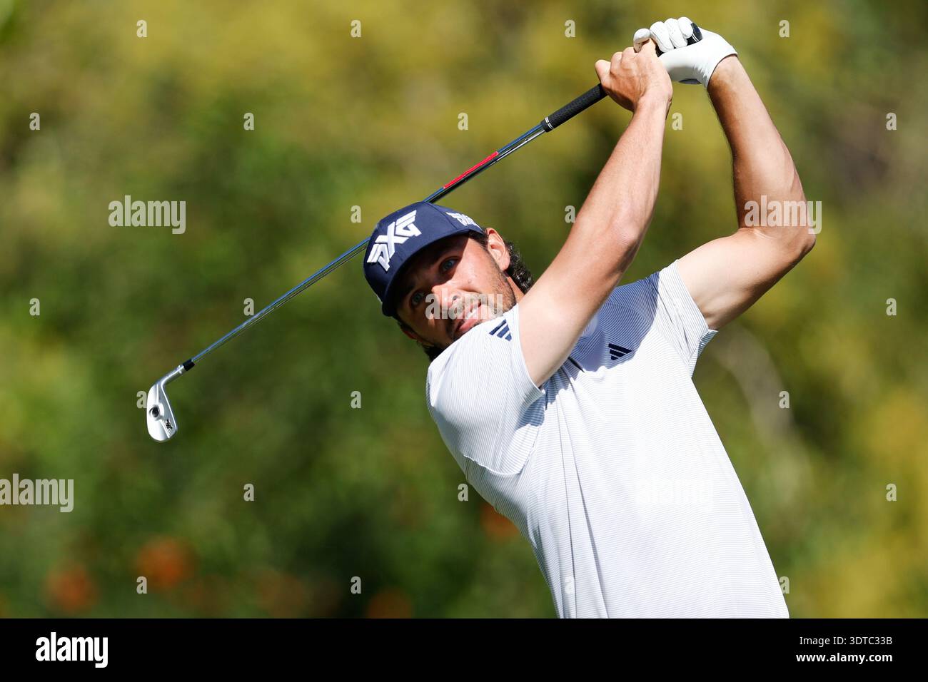 Marco Penge, from England, hits from the fourth tee during the third ...