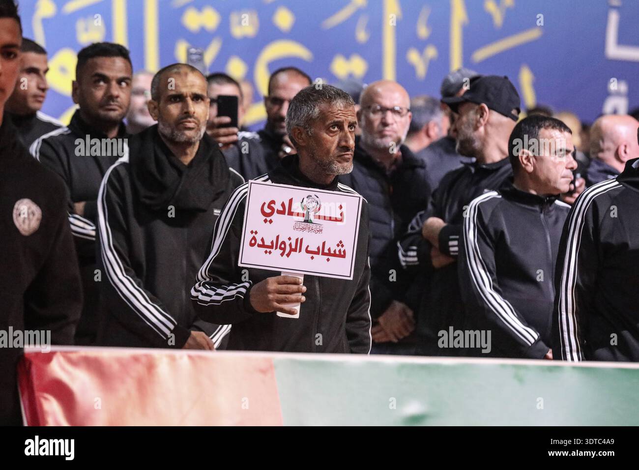Palestinian players from the Al-Nuseirat and Rafah teams compete during ...
