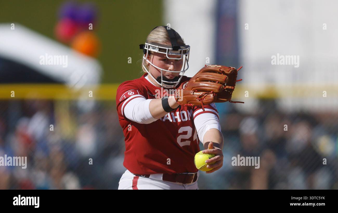 Oklahoma pitcher Audrey Lowry (24) during an NCAA softball game against ...