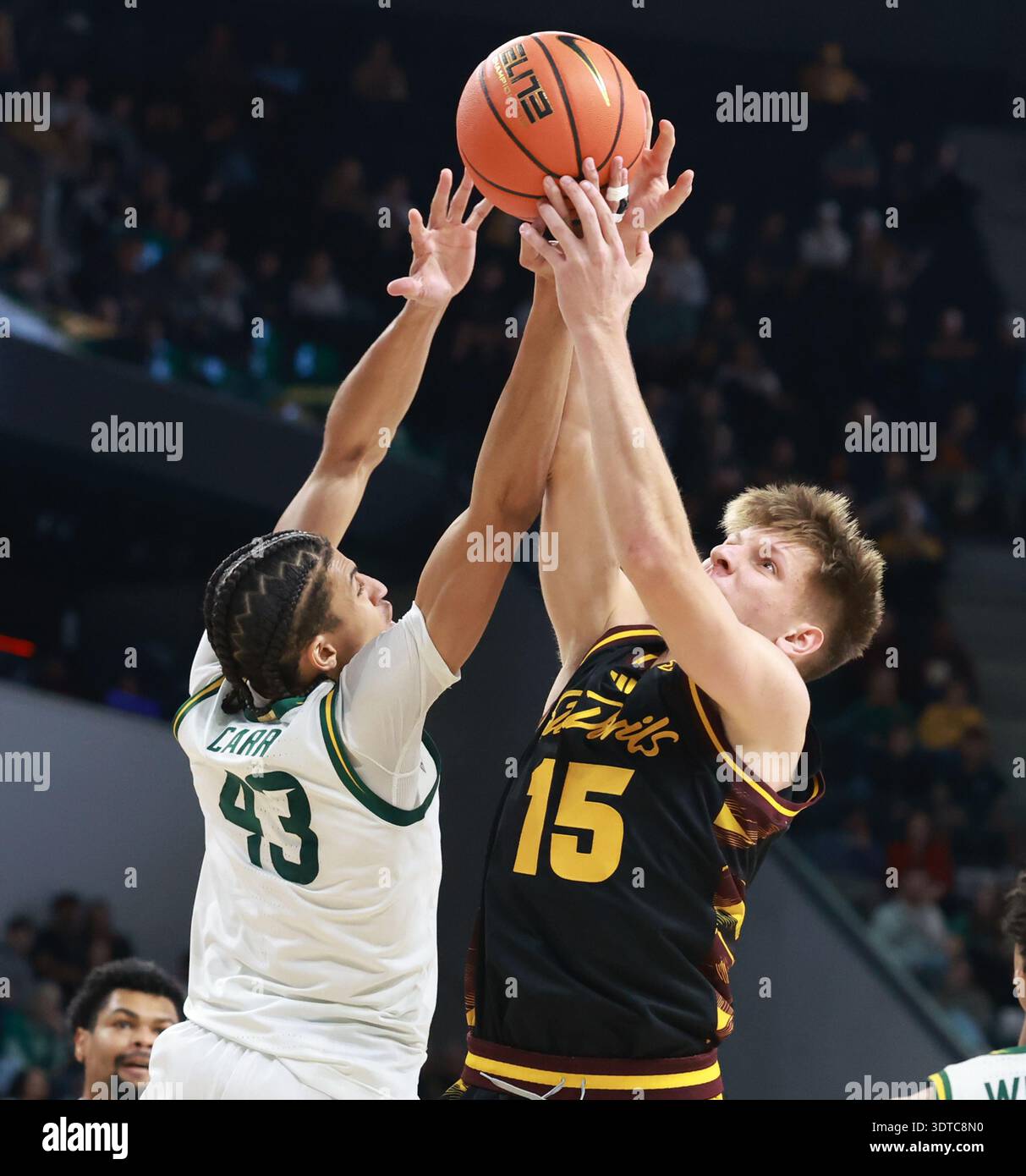 Arizona State guard Noah Meeusen, right, battles Baylor guard Cameron ...
