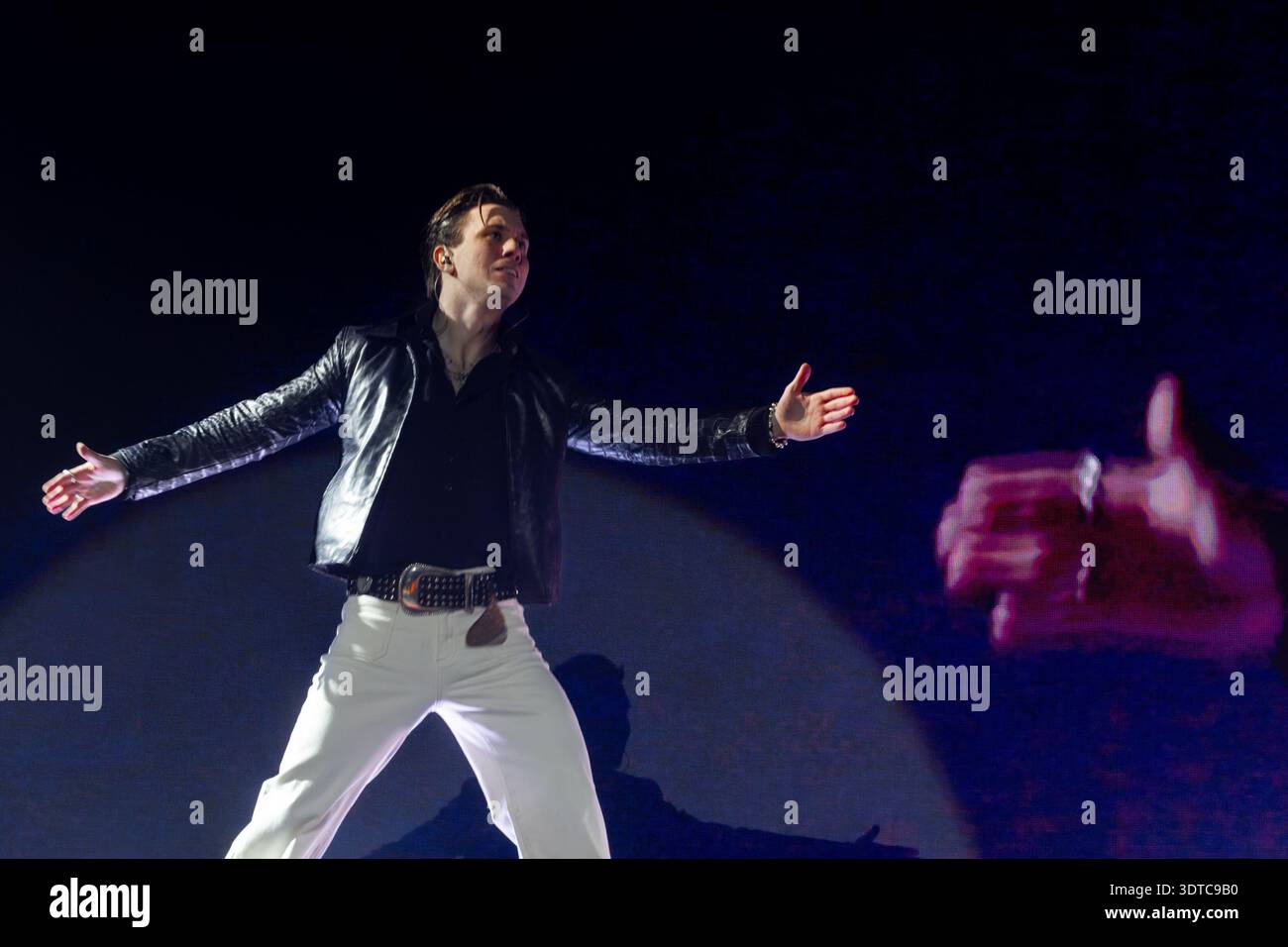 Singer Walls during a performance at the Movistar Arena on 21 February ...