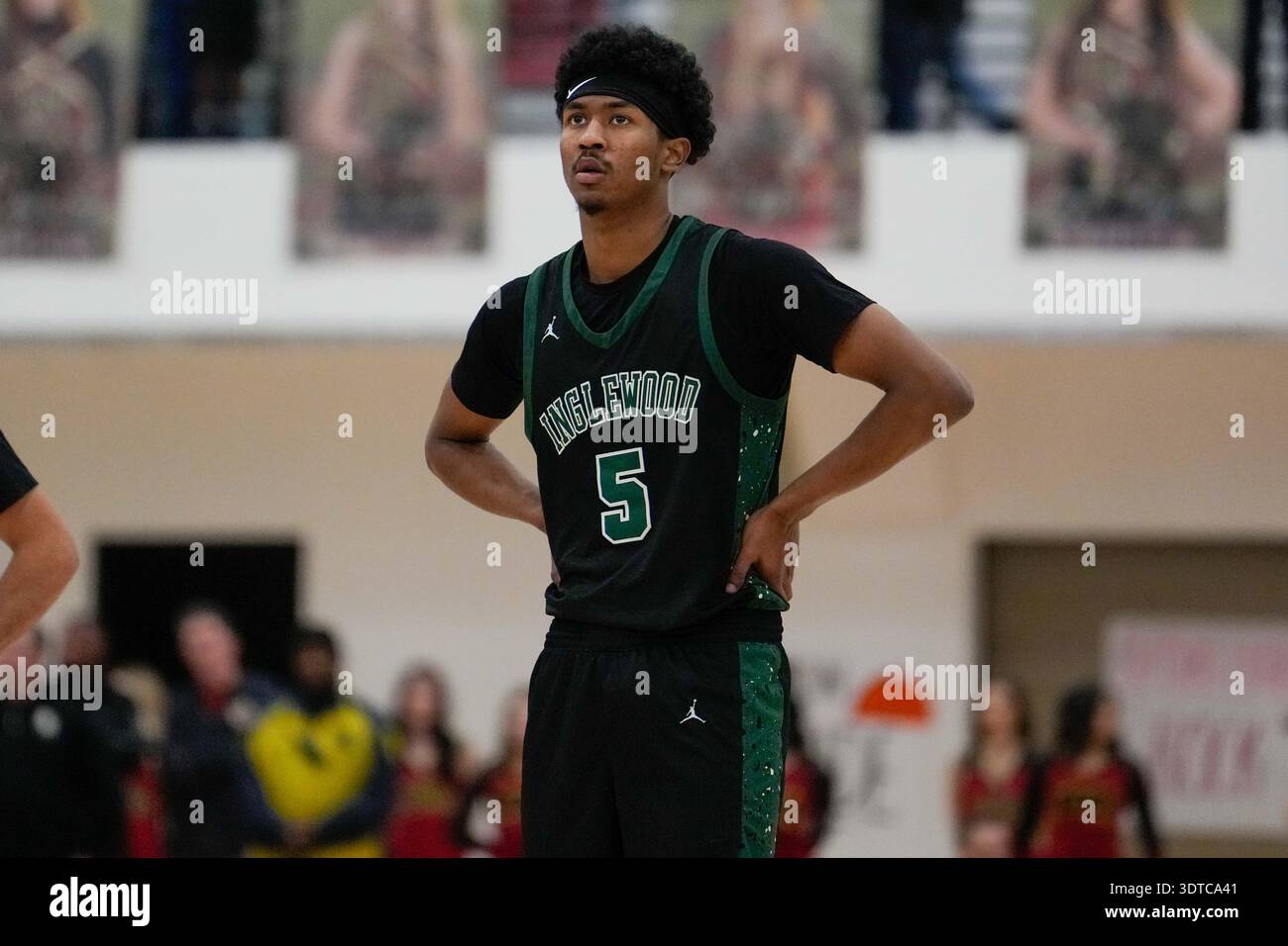 Inglewood Sentinels point guard Jason Crowe Jr (5) during a high school ...