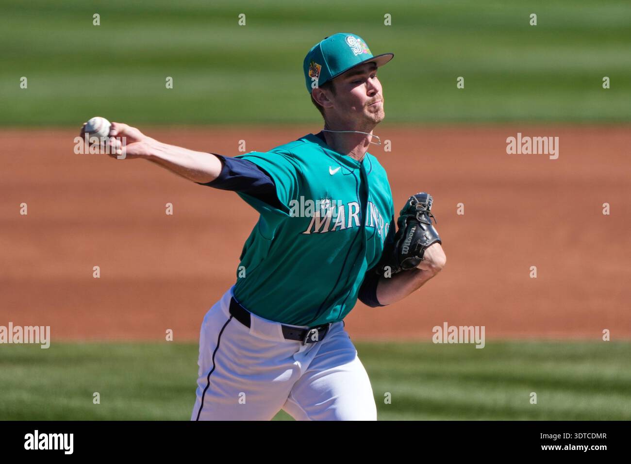 Seattle Mariners starting pitcher Emerson Hancock throws during the ...