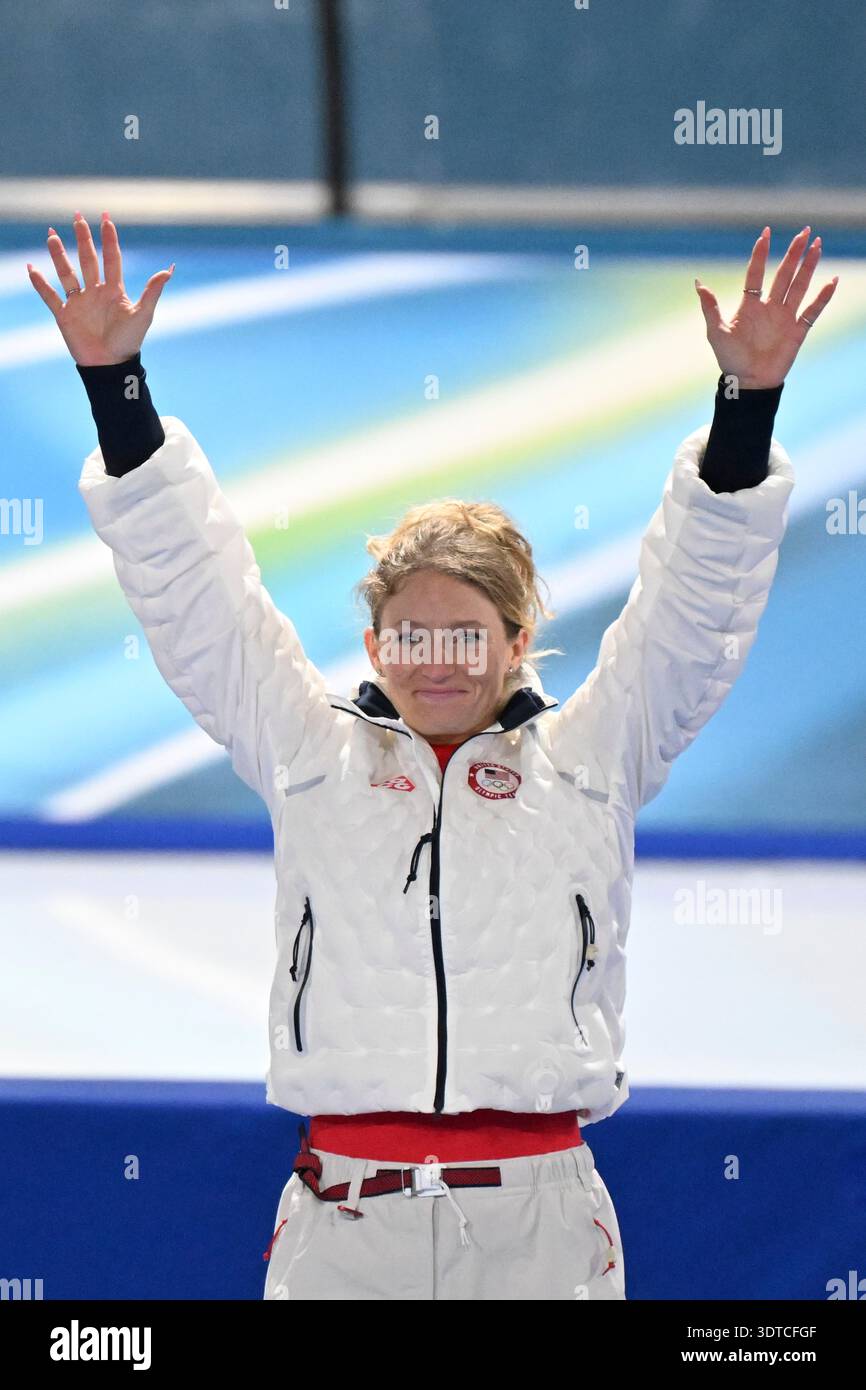 Mia Manganello (USA), third place, bronze medal, Speed Skating Women ...