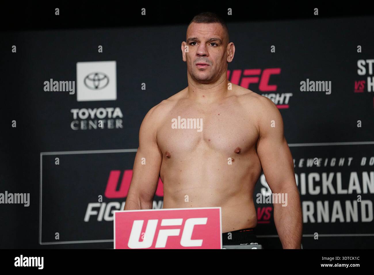 HOUSTON, TX February 20 : Ante Delija steps on the scale for the ...