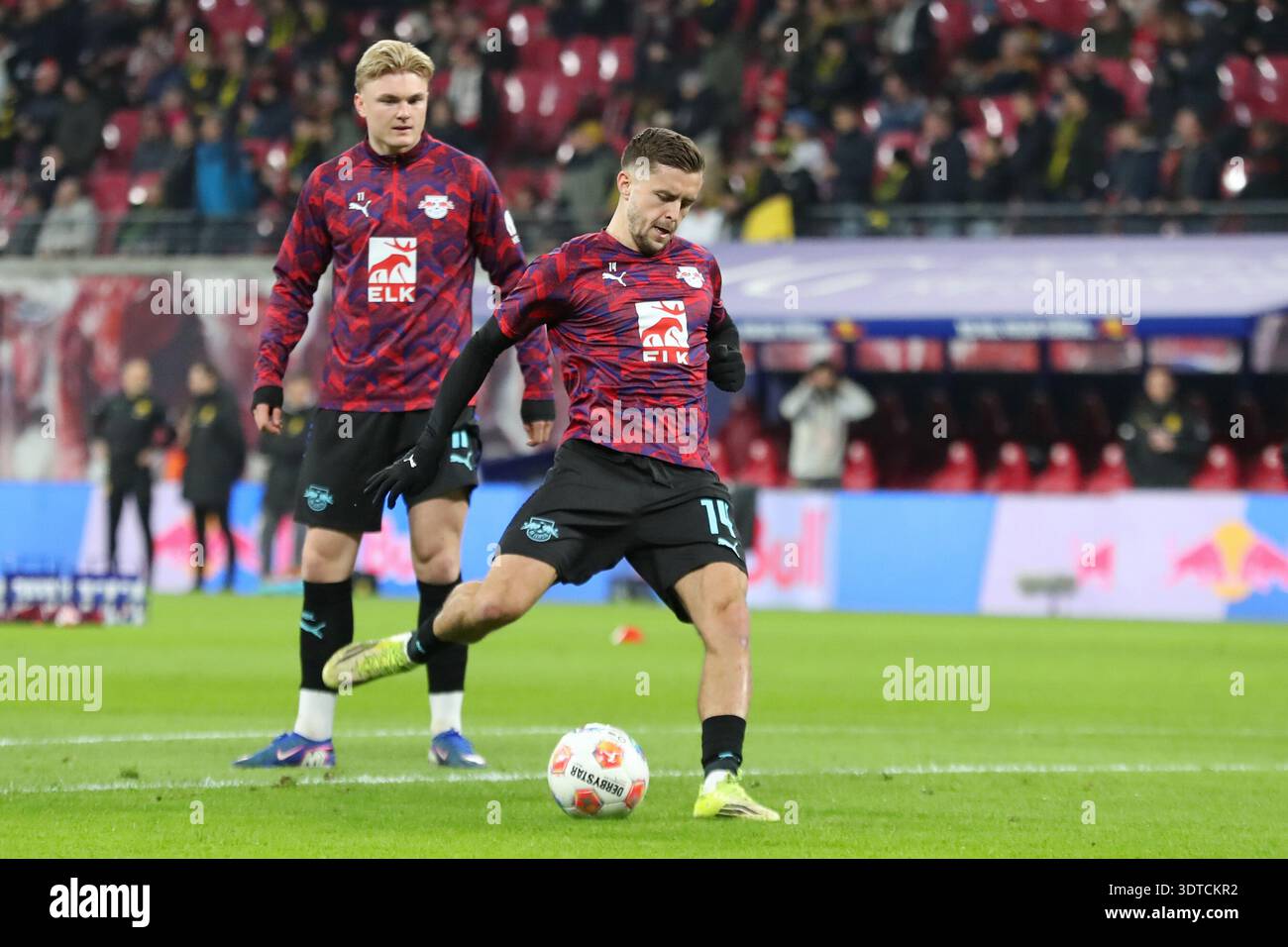 Christoph Baumgartner (14, RB Leipzig) during warm-up. LEIPZIG, GERMANY ...