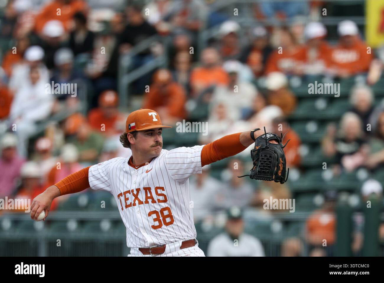 AUSTIN, TX - FEBRUARY 21: Pitcher Max Grubbs #38 of the Texas Longhorns ...
