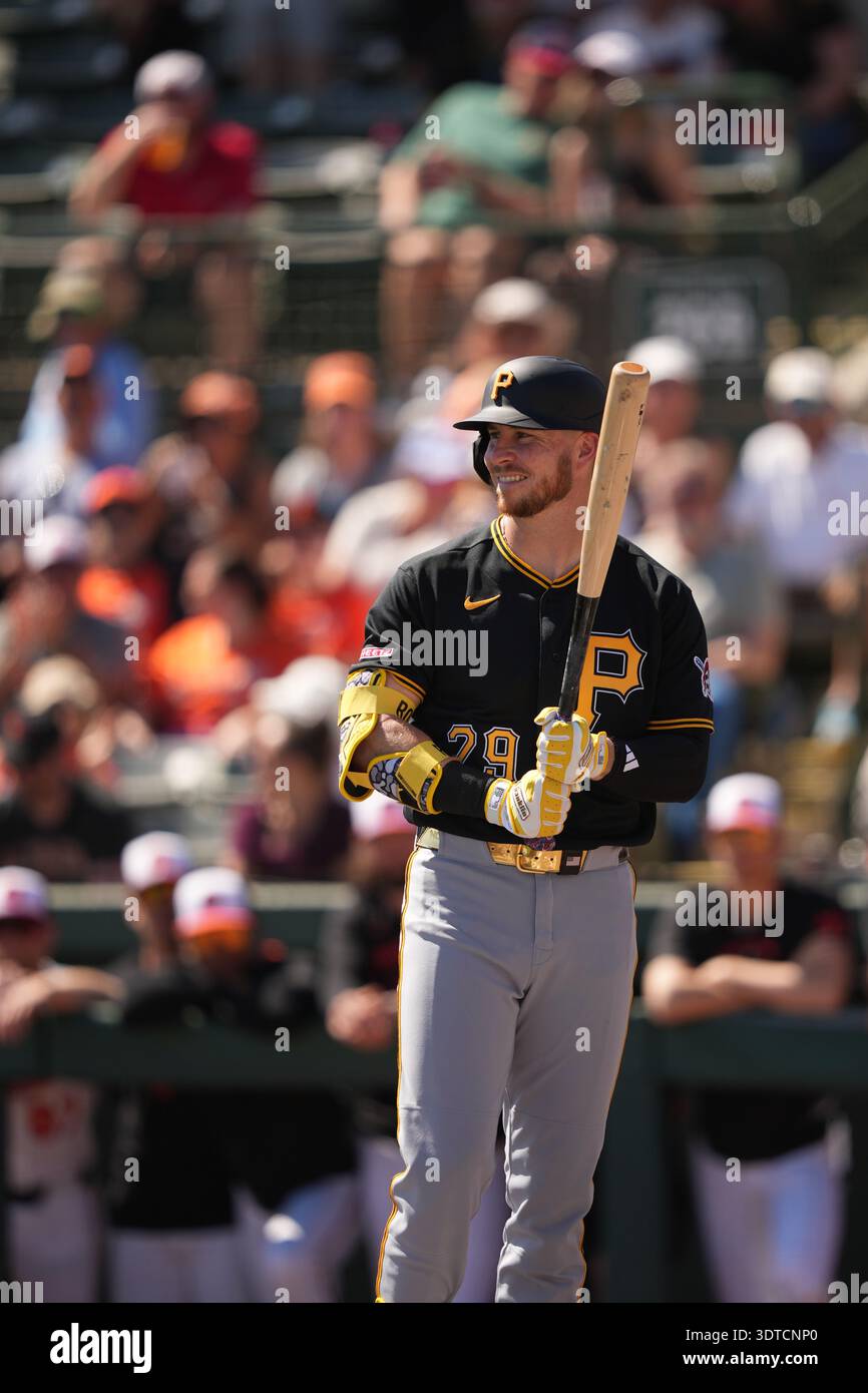Pittsburgh Pirates' Ryan O'Hearn smiles during a spring training ...