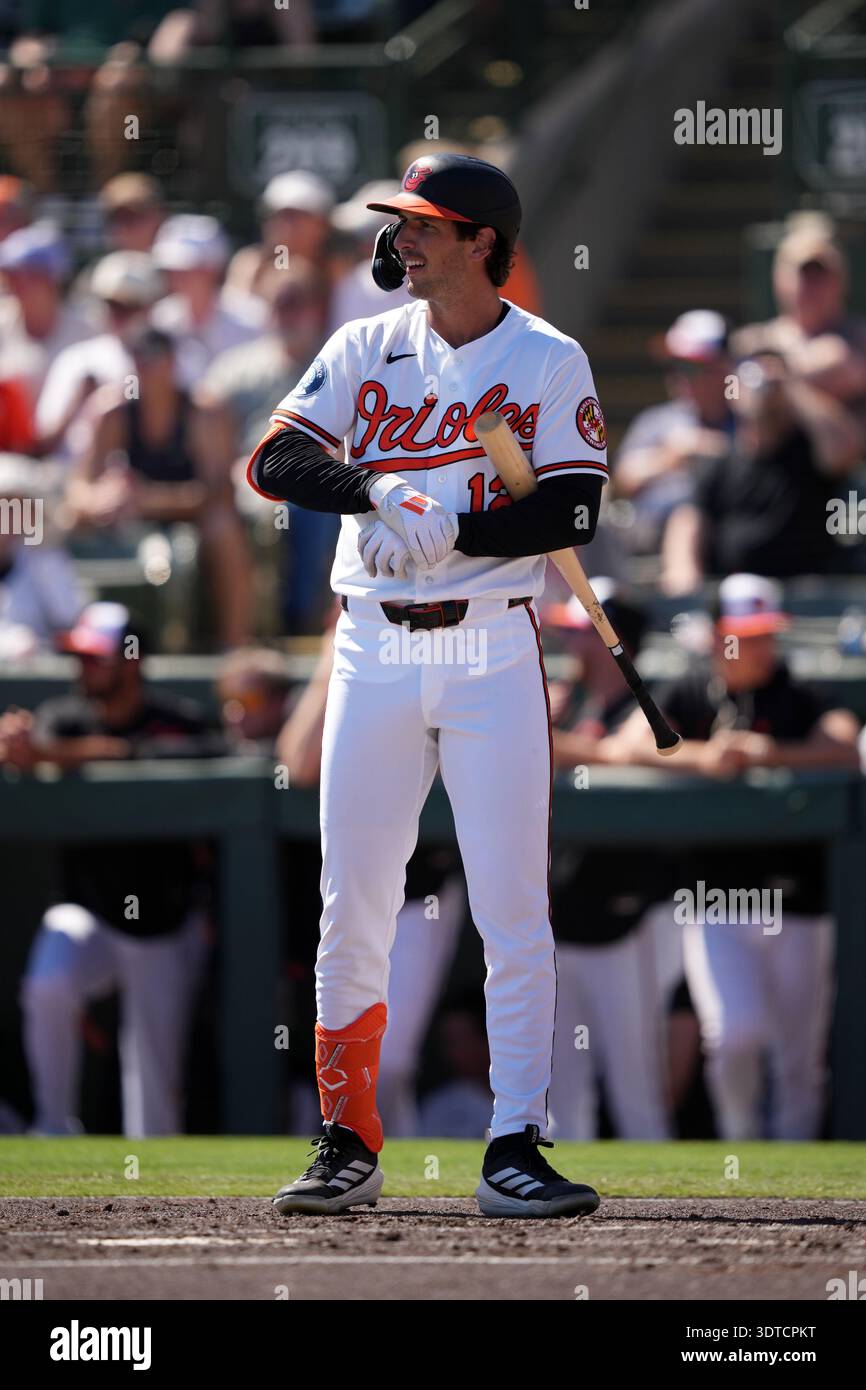 Baltimore Orioles' Dylan Beavers plays during a spring training ...