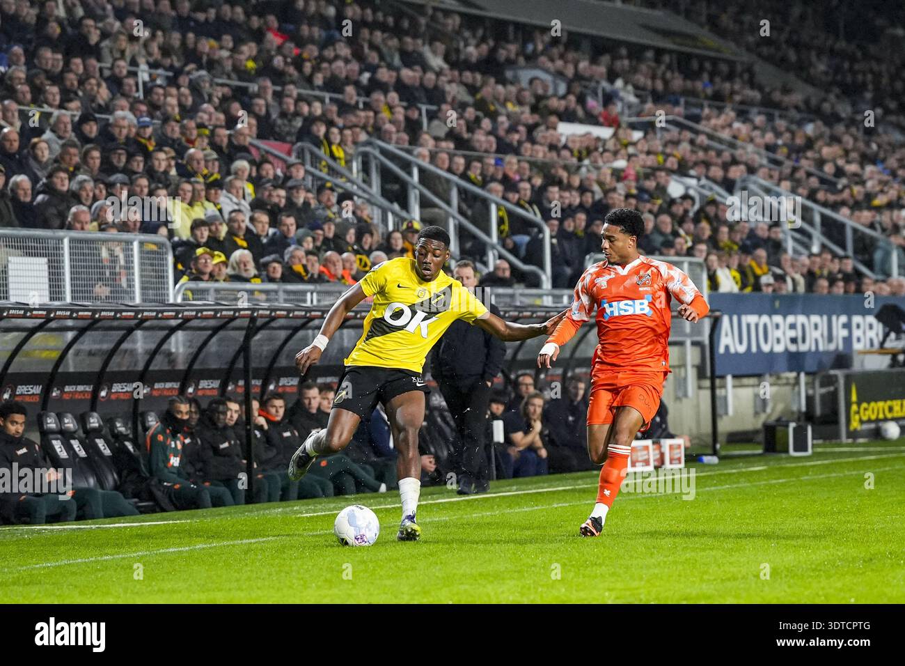 BREDA - (l-r) Cherrion Valerius of NAC Breda, Benjamin Pauwels of FC ...