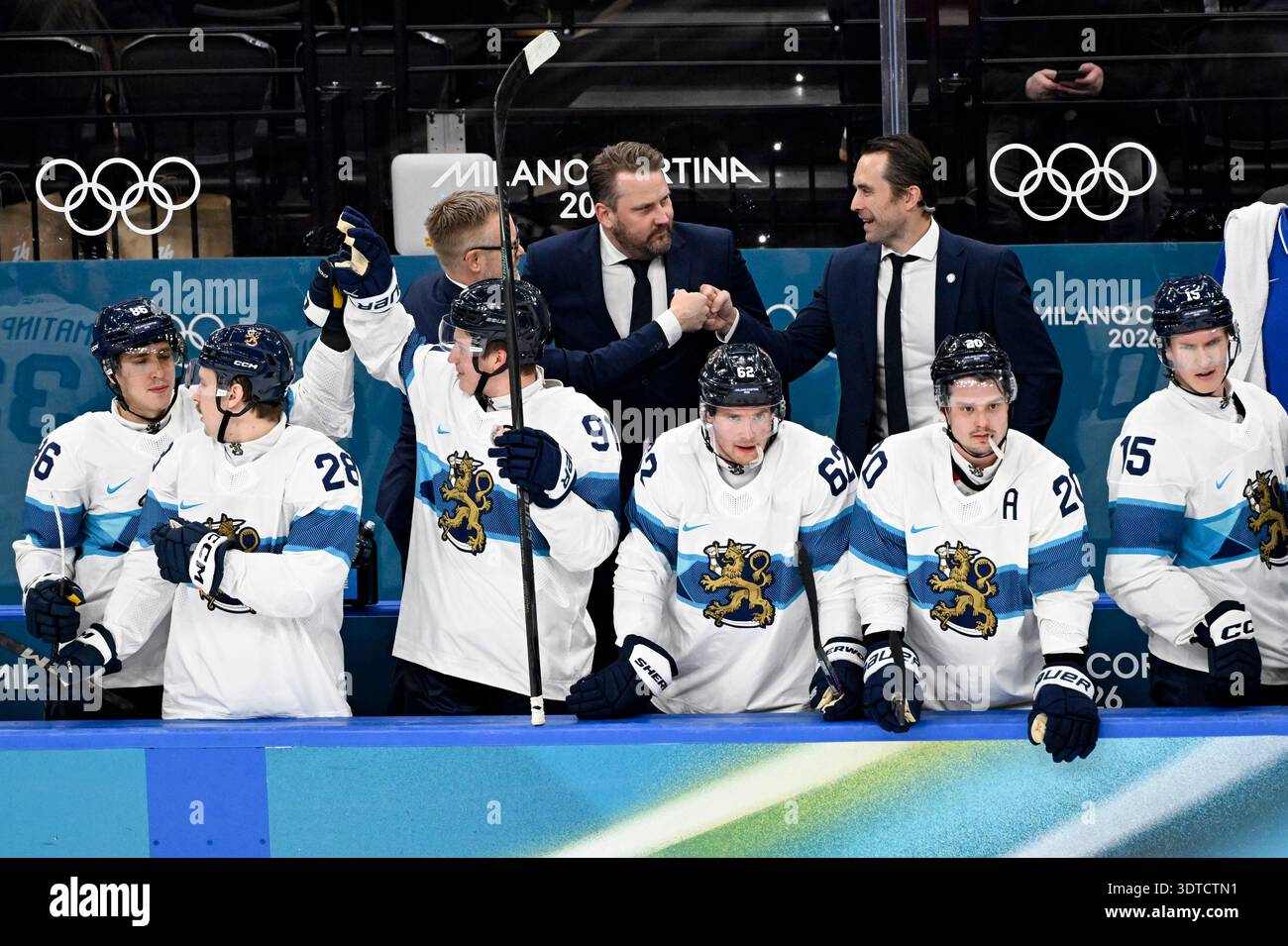 LKS 20260221 Assistant coaches Mikko Manner and Tuomo Ruutu making a ...