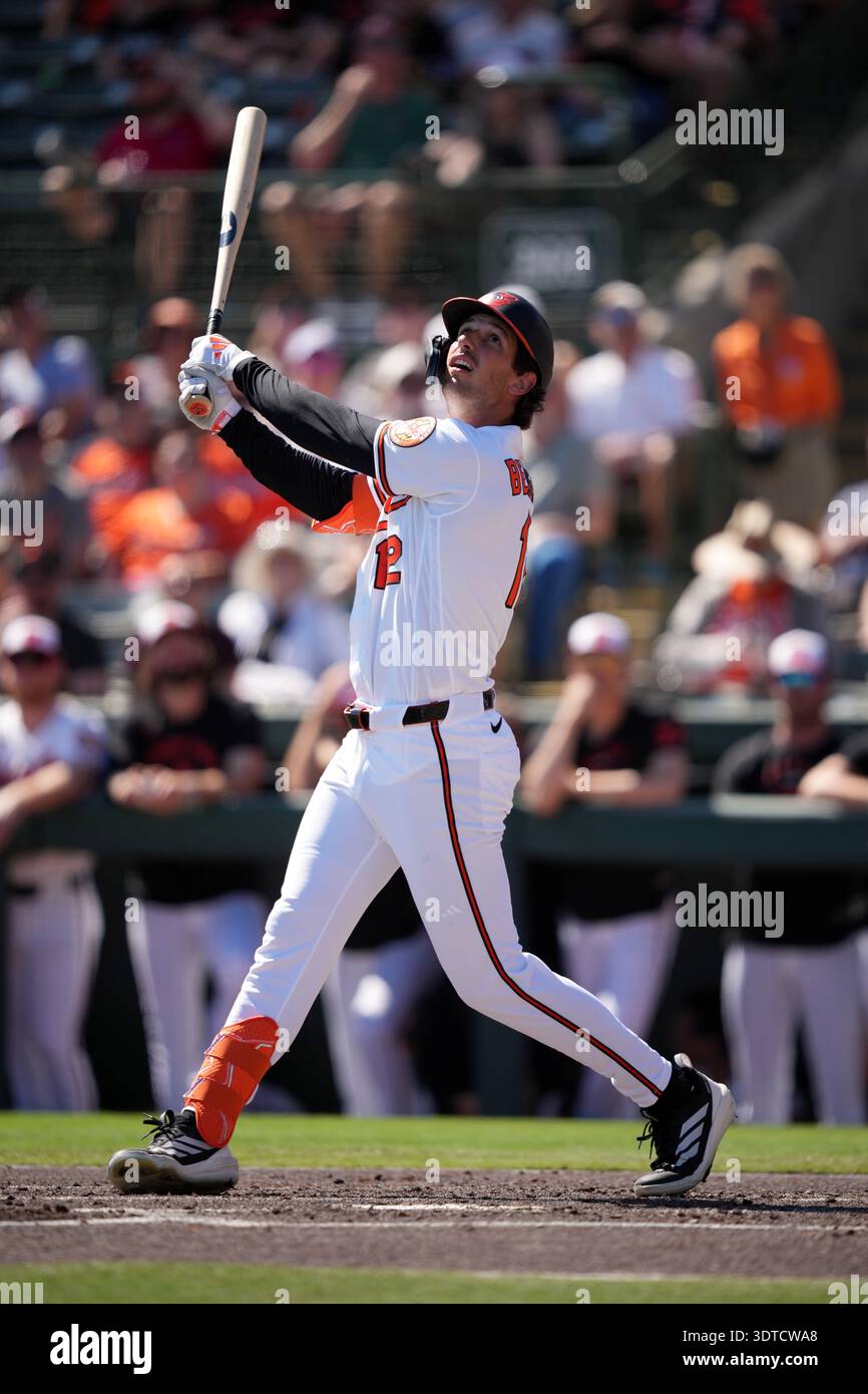Baltimore Orioles' Dylan Beavers plays during a spring training ...