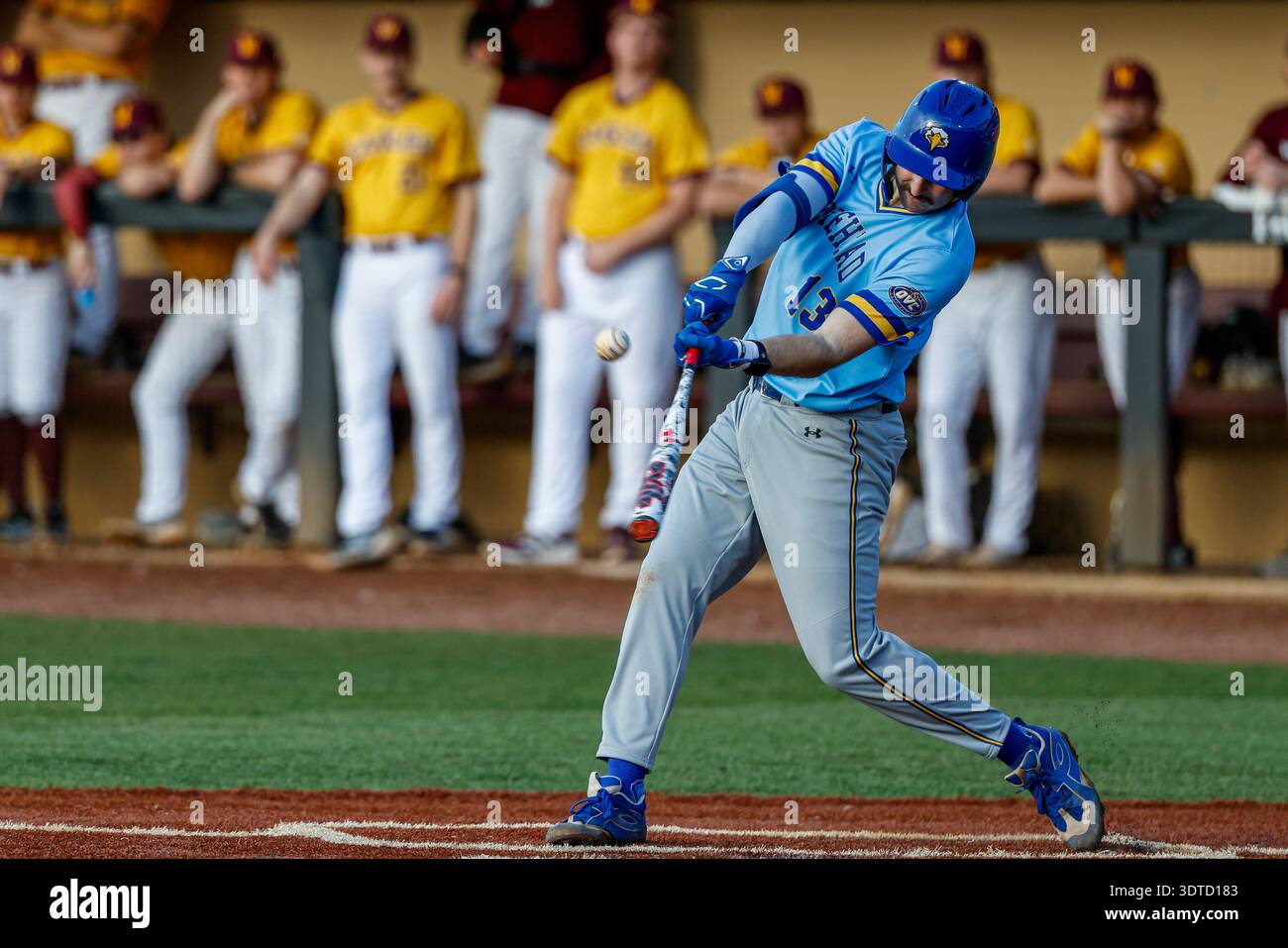 Morehead State's Alex Kean hits during an NCAA baseball game against ...