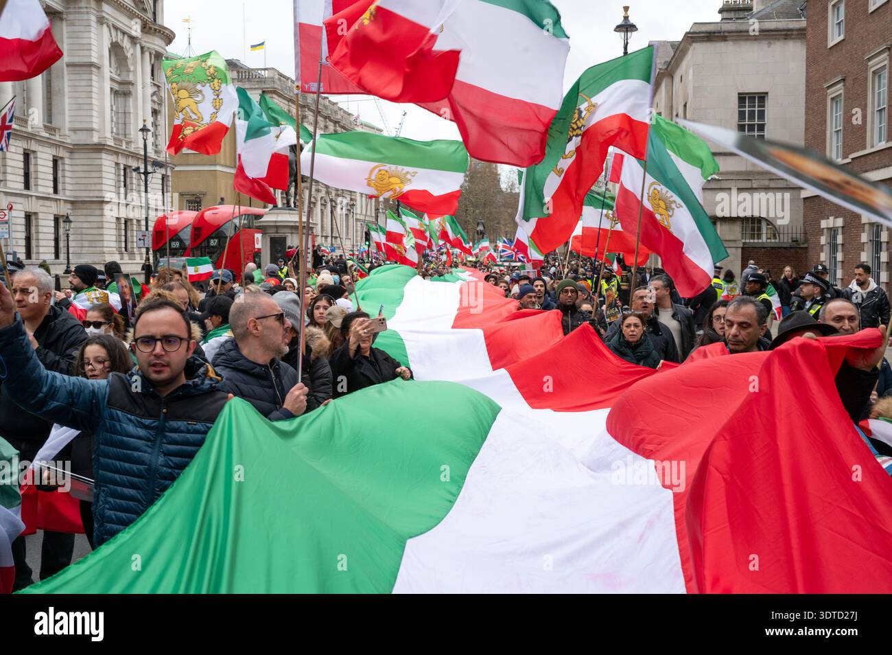 Hundreds of Iranians march in Whitehall. Members of the Iranian ...