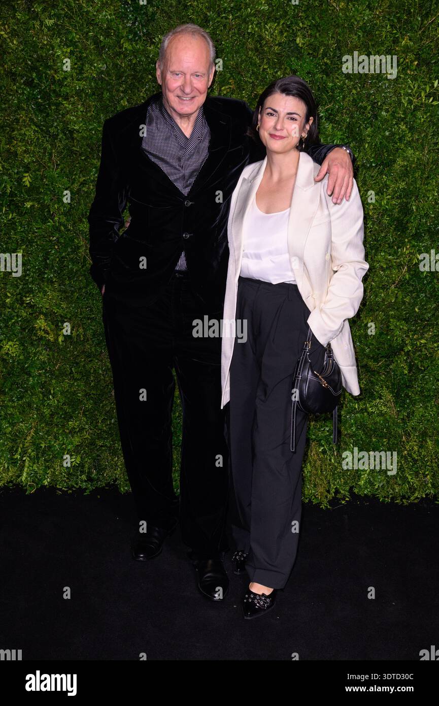 London, UK. 21 February 2026. Stellan Skarsgard (left) and Megan ...