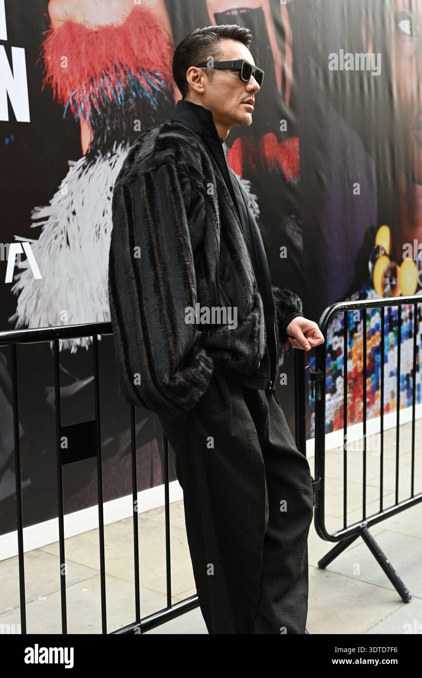 Hu Bing is seen attending the NEWGEN Lueder show during London Fashion ...