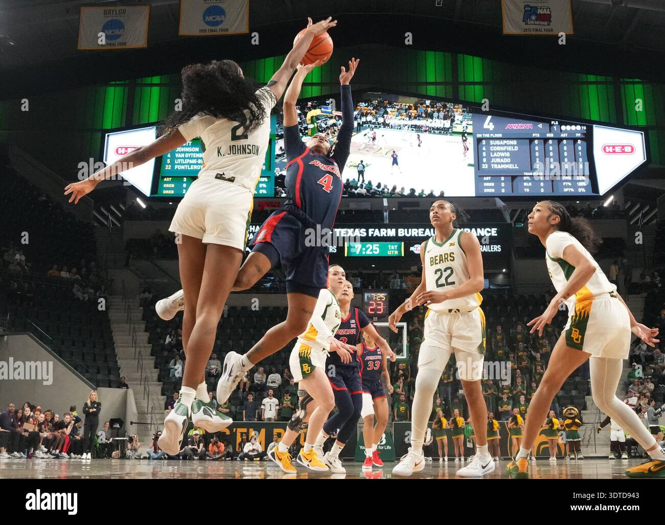 Baylor forward Kiersten Johnson blocks the shot of Arizona guard ...