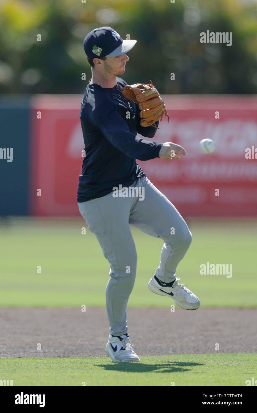 Sarasota FL USA; New York Yankees infielder Kaeden Kent (78) throws a ...
