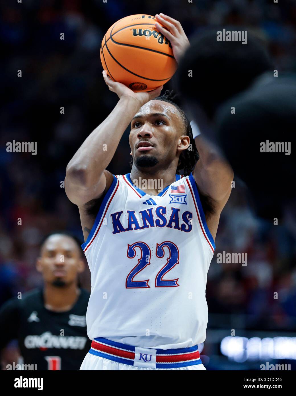 Kansas guard Darryn Peterson at the line during an NCAA college ...